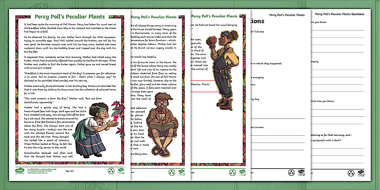 Editable Percy Poll's Peculiar Plants Fiction Year 5 Reading Comprehension